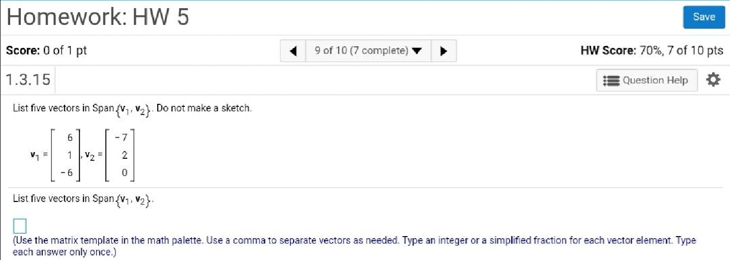 Solved Homework Hw 5 Save Score 0 Of 1 Pt 9 Of 10 7