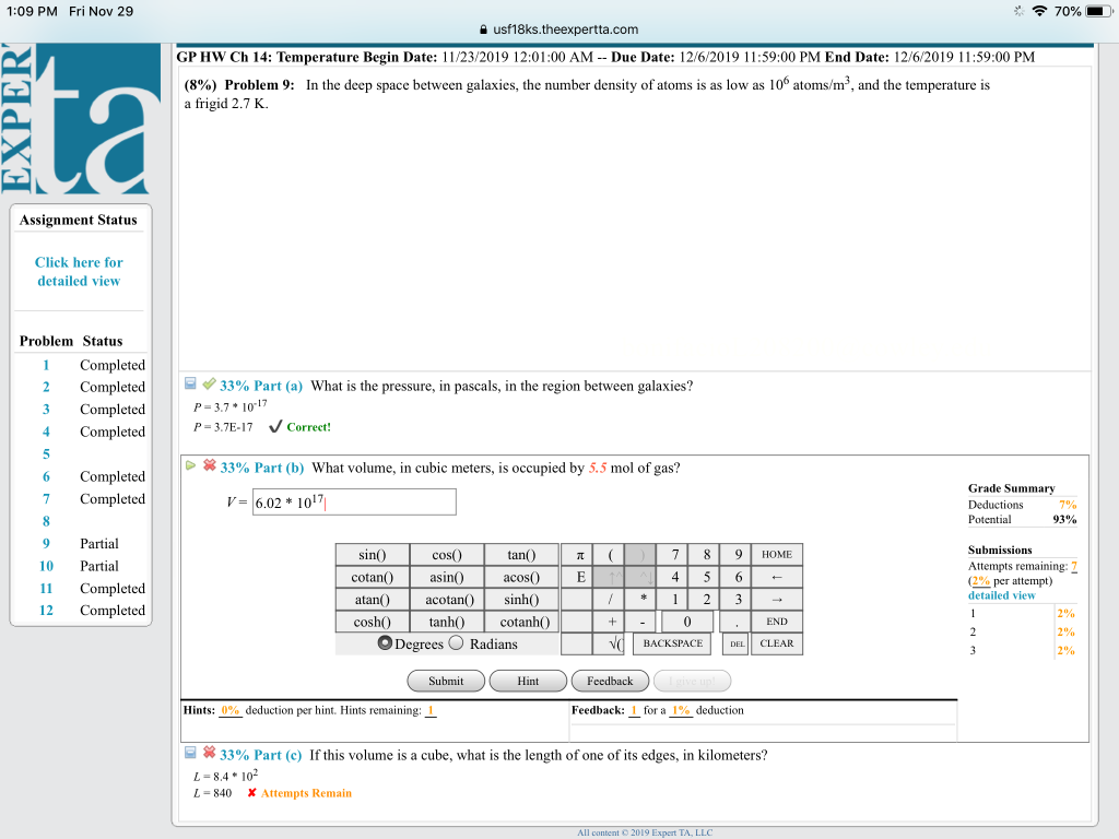 Solved 1:09 PM Fri Nov 29 70%O usf18ks.theexpertta.com GP HW | Chegg.com