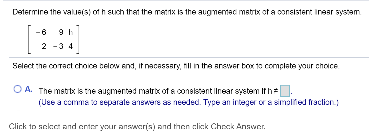 Solved Determine the value(s) of h such that the matrix is | Chegg.com