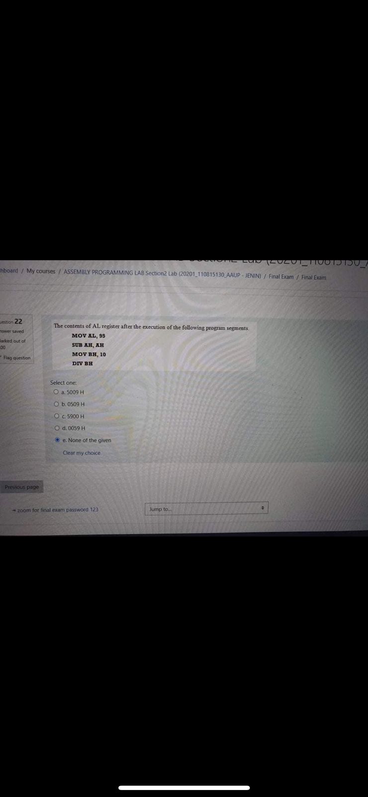 Solved The contents of AL register after the execution of | Chegg.com
