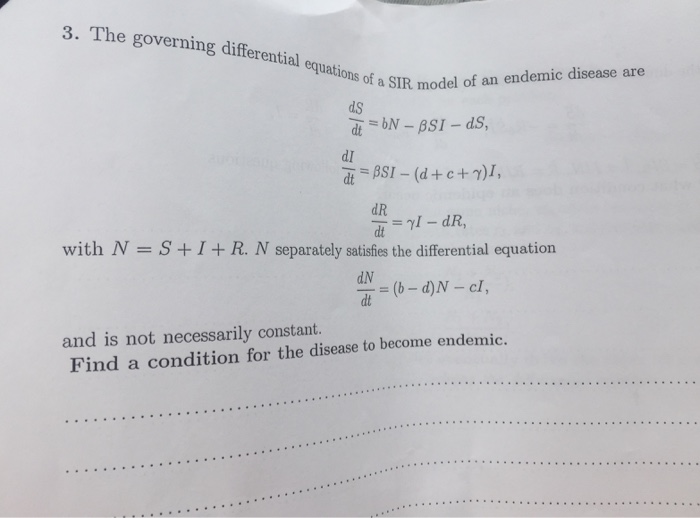 Solved The governing differential equations of SIR model of | Chegg.com
