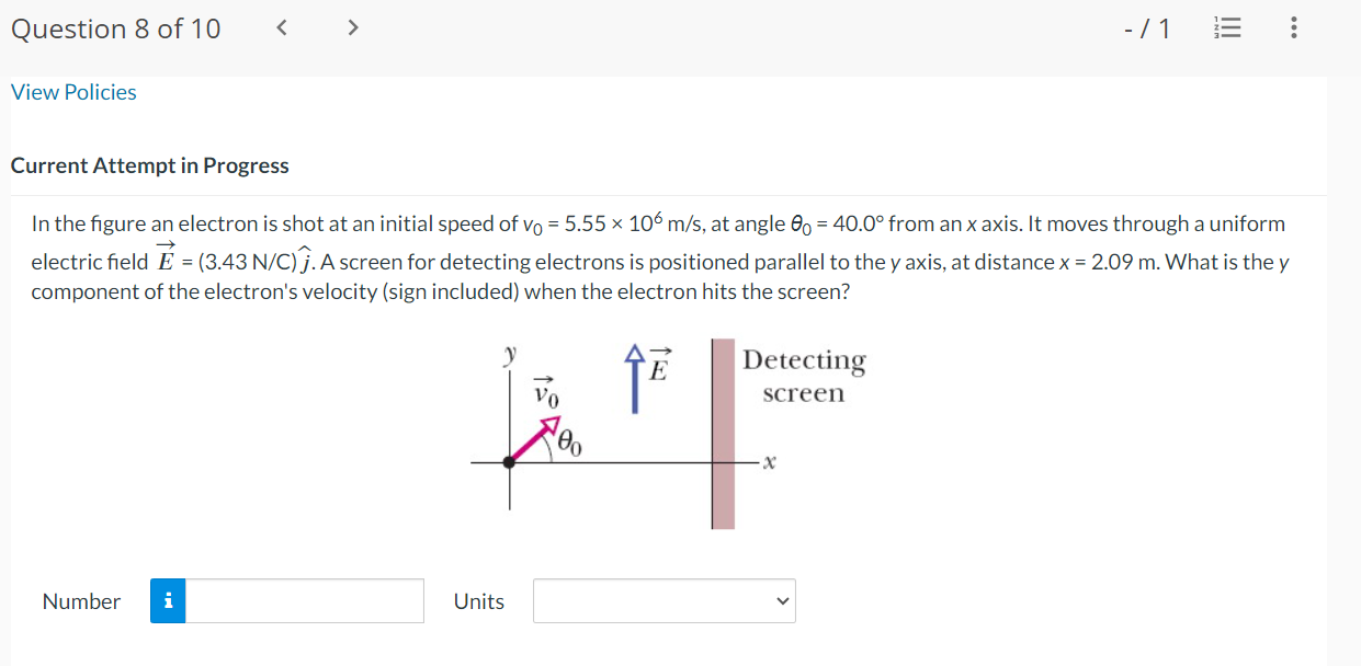 Solved Current Attempt in ProgressIn the figure an electron | Chegg.com