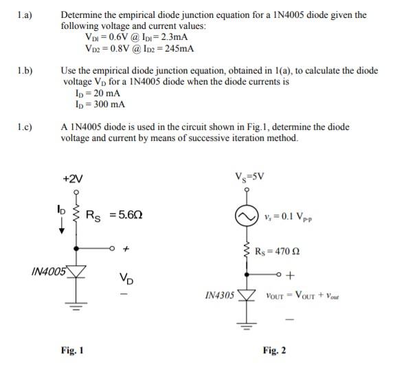 1.a) Determine the empirical diode junction equation | Chegg.com