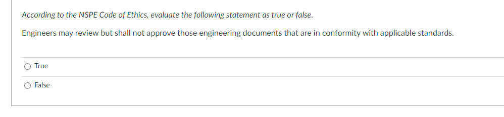 Solved According to the NSPE Code of Ethics, evaluate the | Chegg.com