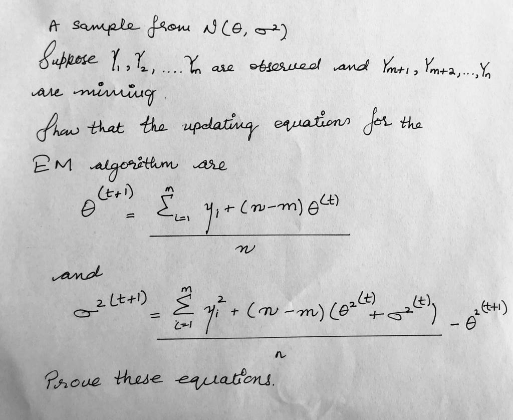 Solved Machine Learning: Show that the updating equations | Chegg.com