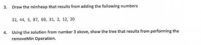 Solved 3. Draw the minheap that results from adding the | Chegg.com