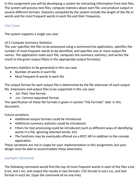 Solved In this assignment you will be developing a system | Chegg.com