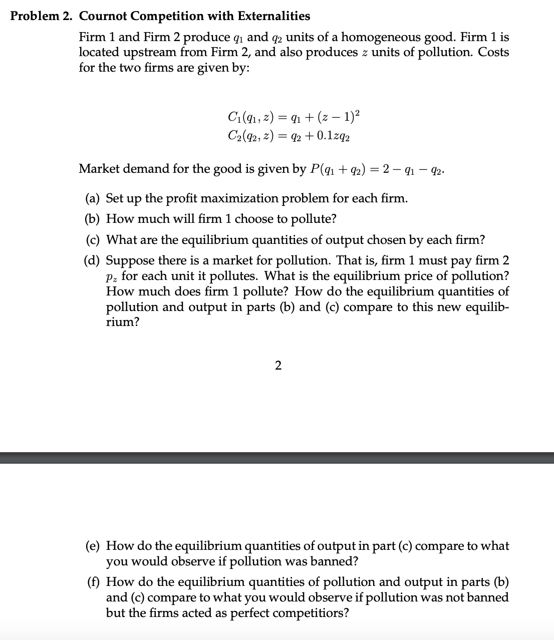 Solved Problem 2. ﻿Cournot Competition with | Chegg.com