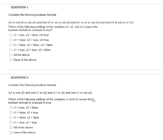 Solved QUESTION 1 Consider the following boolean formula: | Chegg.com