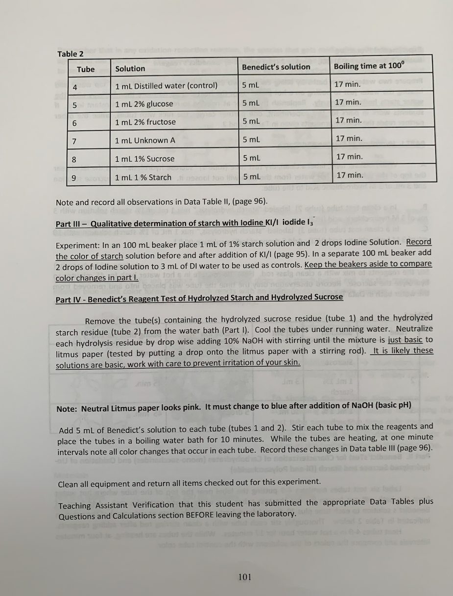 Solved Experimental Procedure Beaker 1 (test tubes 1-3) HCl; | Chegg.com