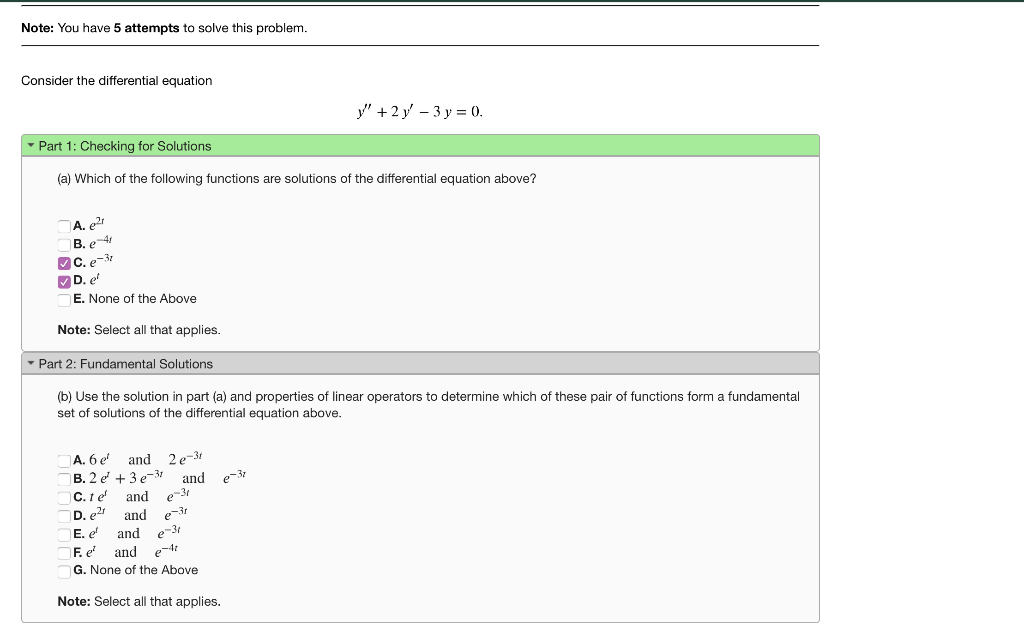 Solved Note: You have 5 attempts to solve this problem. | Chegg.com