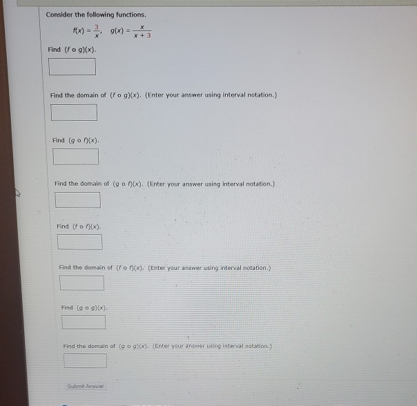 Solved Consider the following functions. RX) = g(x) = *** | Chegg.com