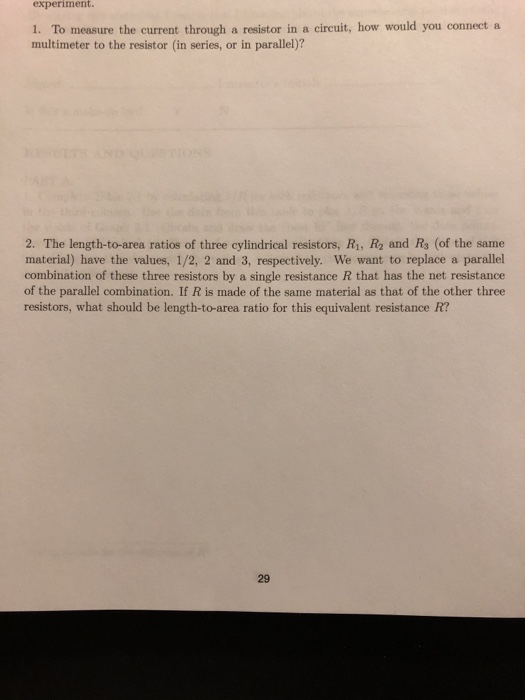 Solved experiment 1. To measure the current through a | Chegg.com