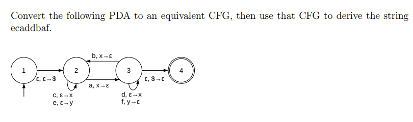Solved Convert the following PDA to an equivalent CFG, then | Chegg.com