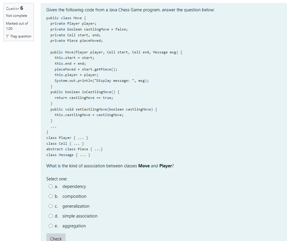 Solved Question 6 Not complete Marked out of 1.00 Given the | Chegg.com