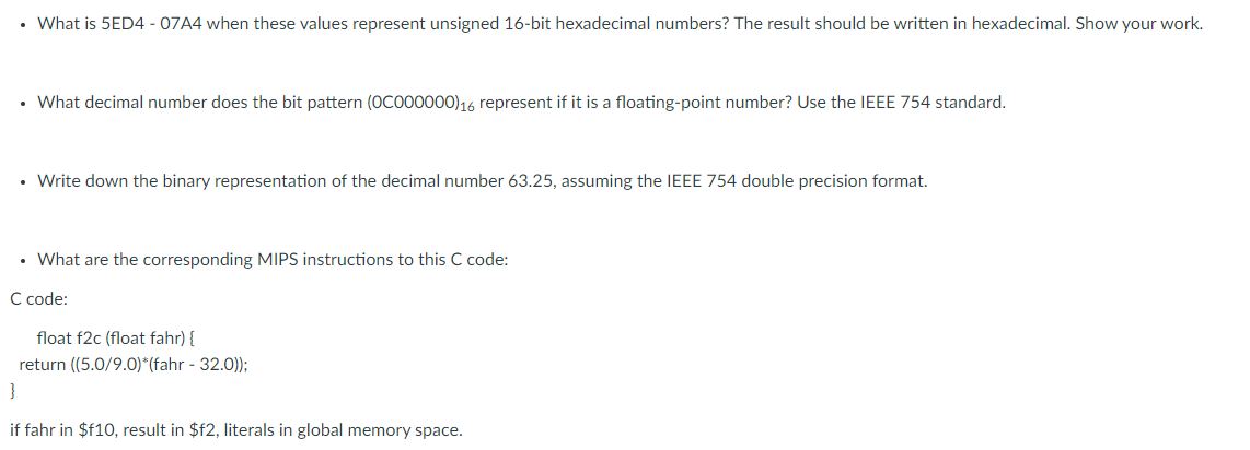 Solved - What is 5ED4 - 07A4 when these values represent | Chegg.com