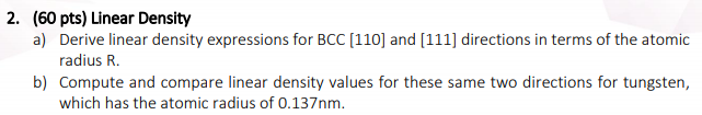 Solved 2. (60 pts) Linear Density a) Derive linear density | Chegg.com
