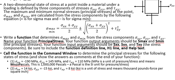 2 min A two-dimensional state of stress at a point | Chegg.com