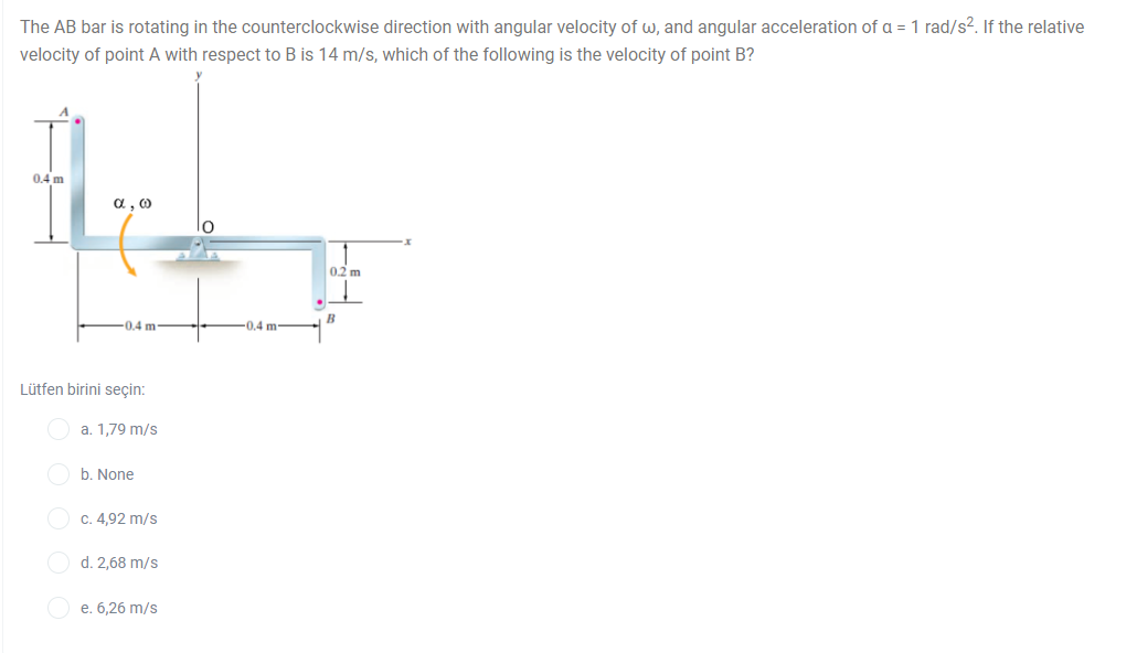 Solved The AB bar is rotating in the counterclockwise | Chegg.com