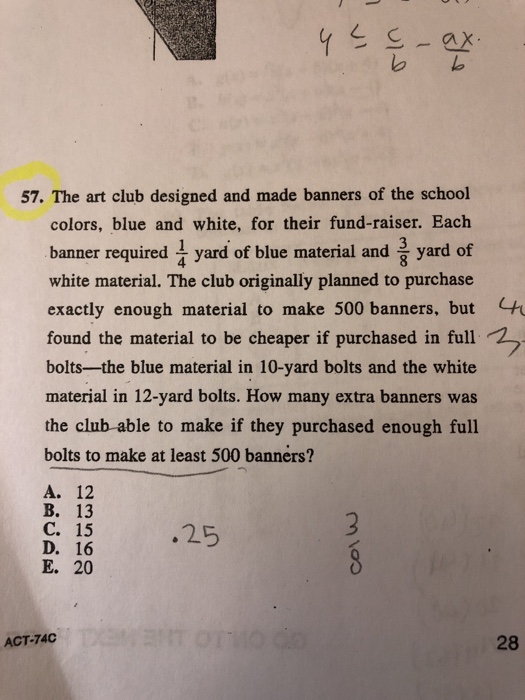 Solved 57. The art club designed and made banners of the | Chegg.com