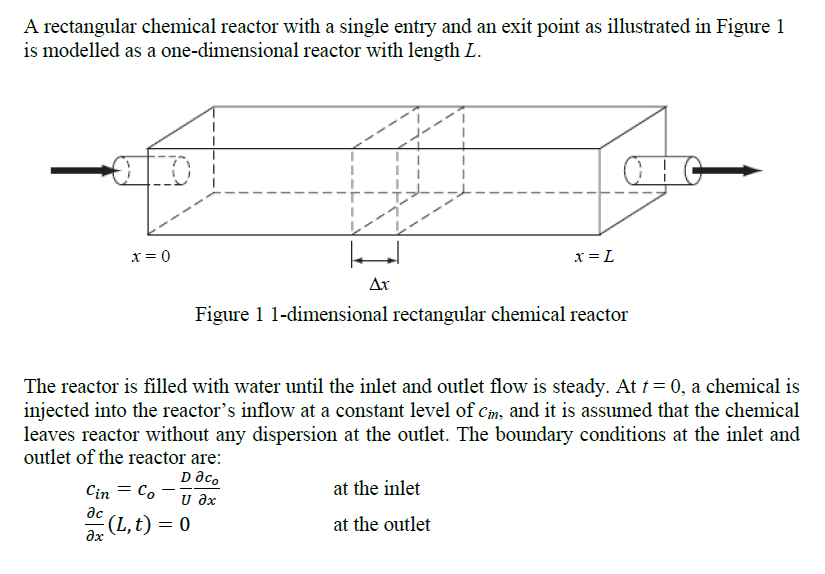 Solved A rectangular chemical reactor with a single entry | Chegg.com