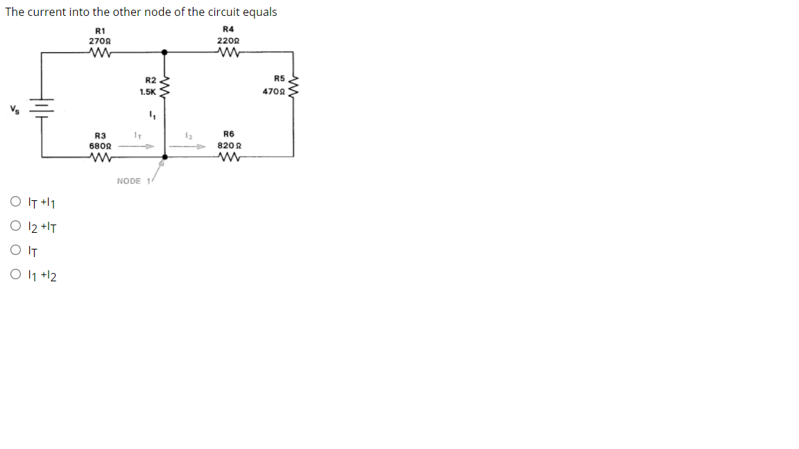 Solved The current through NODE 2 is NODE 1 NODE 2 R1 1K R2 | Chegg.com