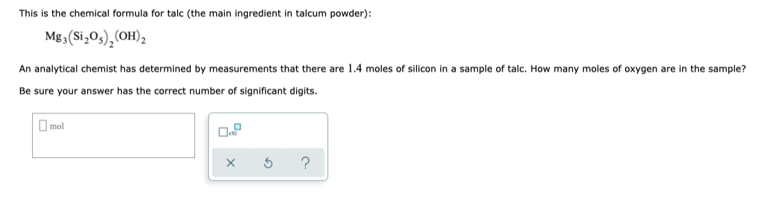 Solved This is the chemical formula for talc (the main | Chegg.com