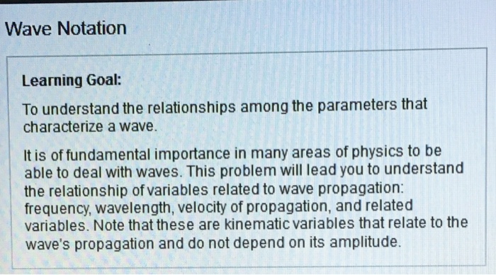 Solved Wave Notation Learning Goal: To understand the | Chegg.com