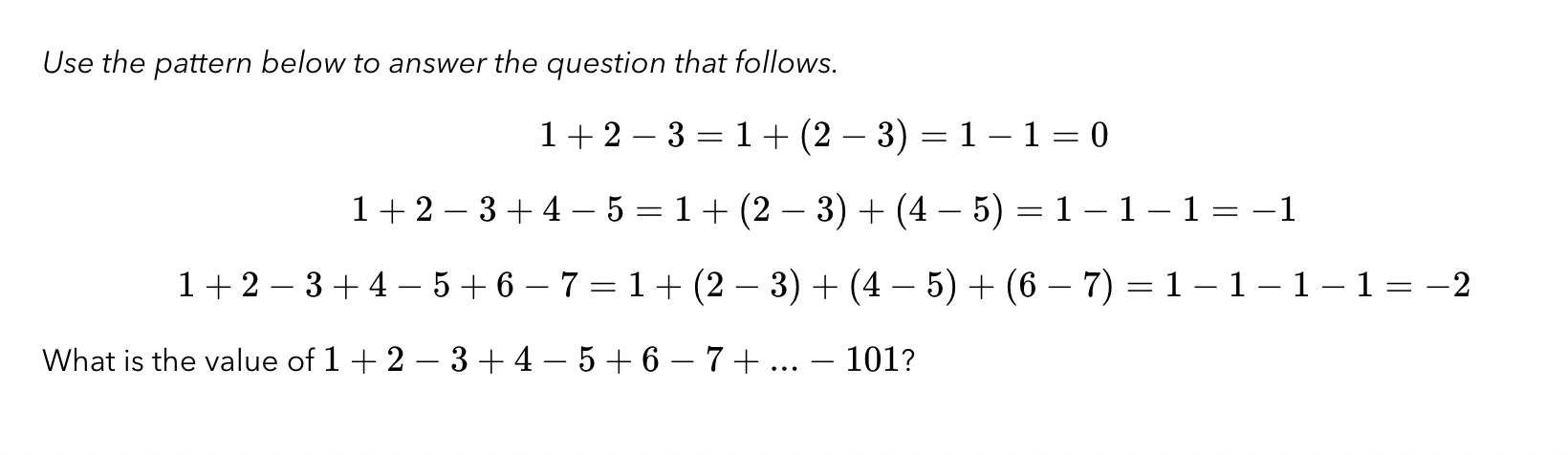 Solved Use the pattern below to answer the question that | Chegg.com