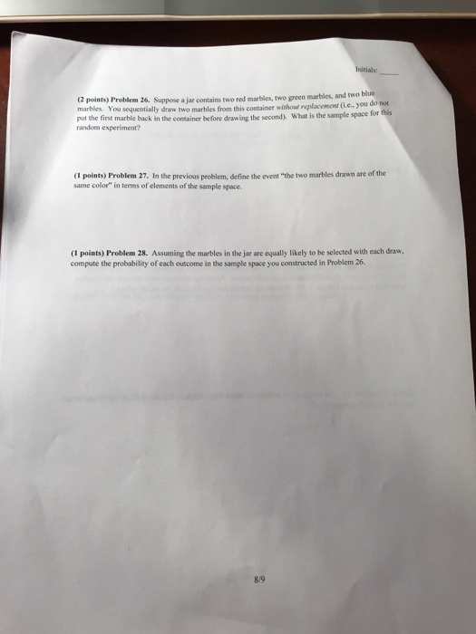 Solved (2 points) Problem 26. Suppose a jar contains two red | Chegg.com