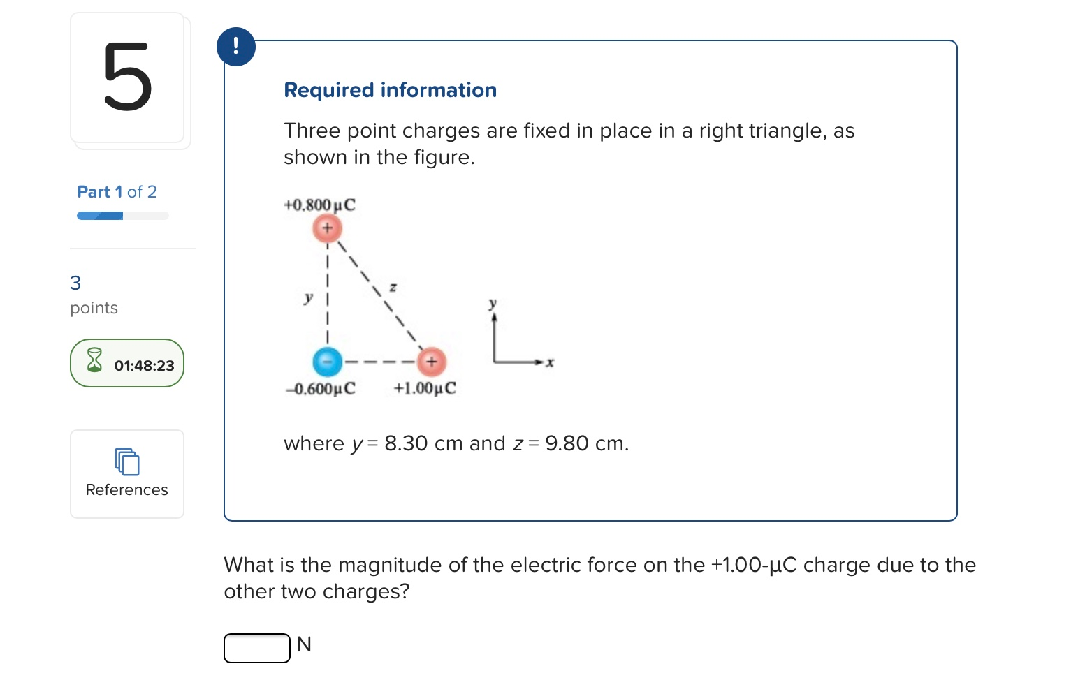 Solved ! 5 Required information Three point charges are | Chegg.com