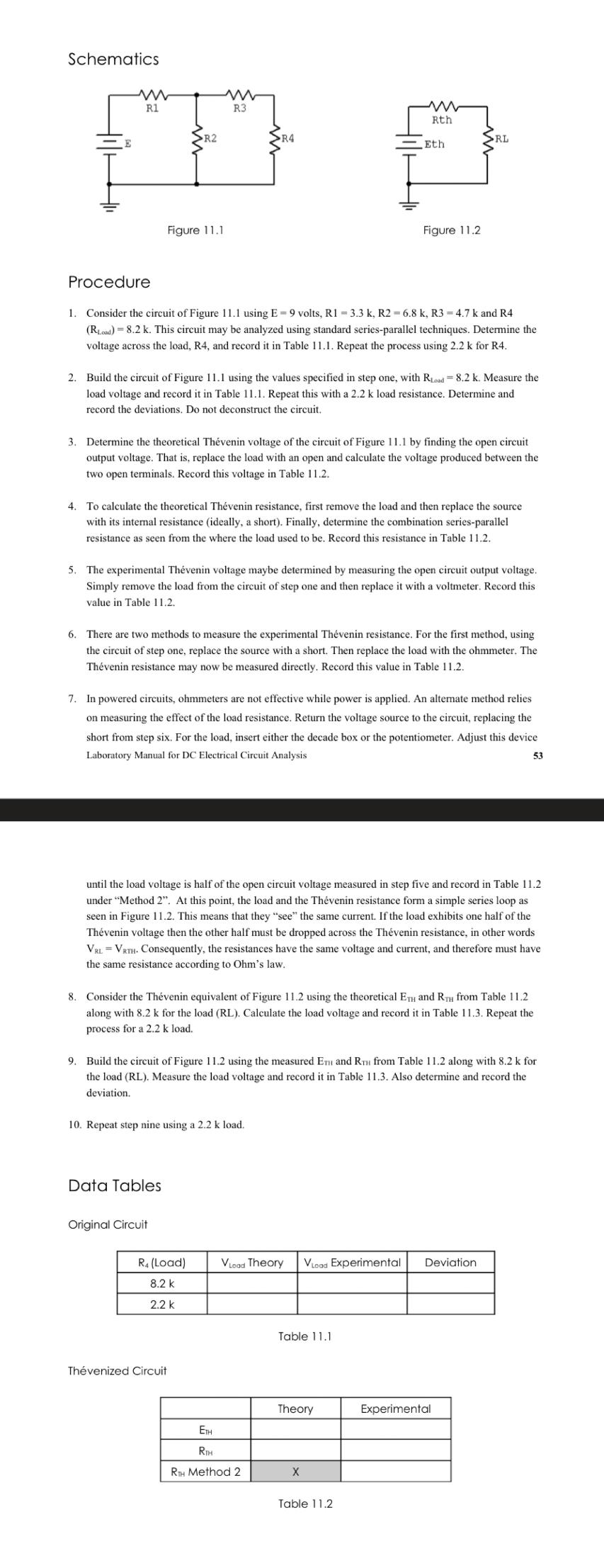Solved Schematics R1 R3 Rth R2 R4 RL Eth Figure 11.1 Figure | Chegg.com