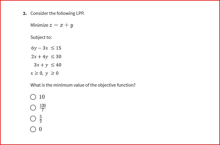 Solved Consider the following LPP. ﻿Minimize z=x+ySubject | Chegg.com