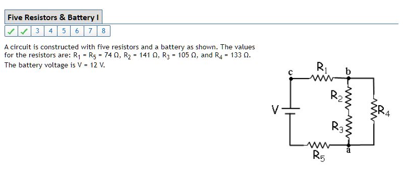 Solved A circuit is constructed with five resistors and a | Chegg.com