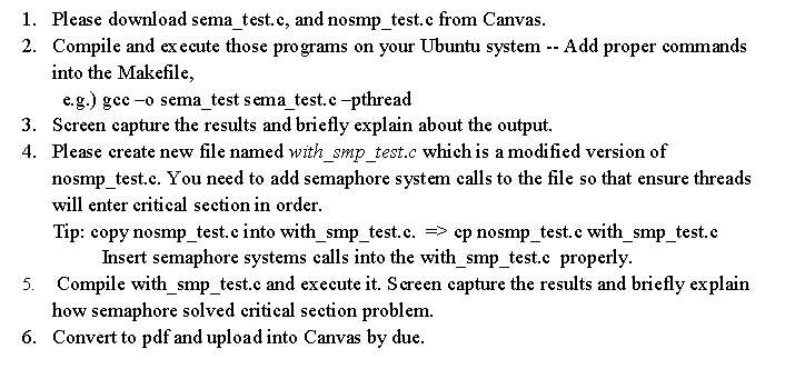 sema_test.c: /* This example includes the appropriate | Chegg.com