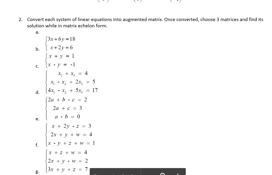 Solved C. 2. Convert each system of linear equations into | Chegg.com