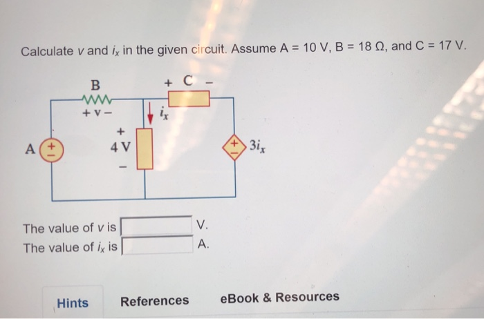 Solved Calculate vand ix in the given circuit. Assume A = 10 | Chegg.com