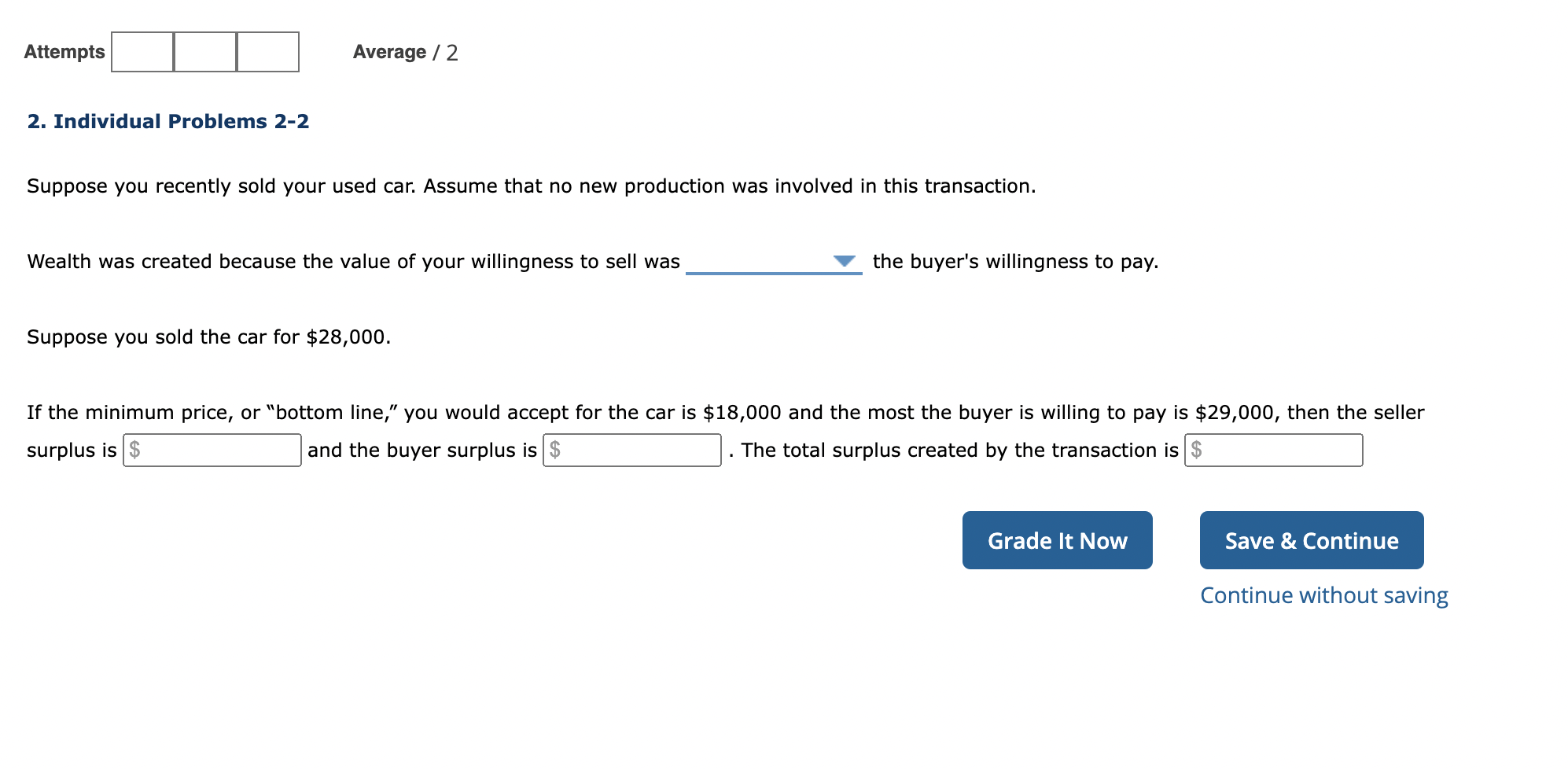 Solved AttemptsAverage / 2Individual Problems 2-2Suppose you | Chegg.com