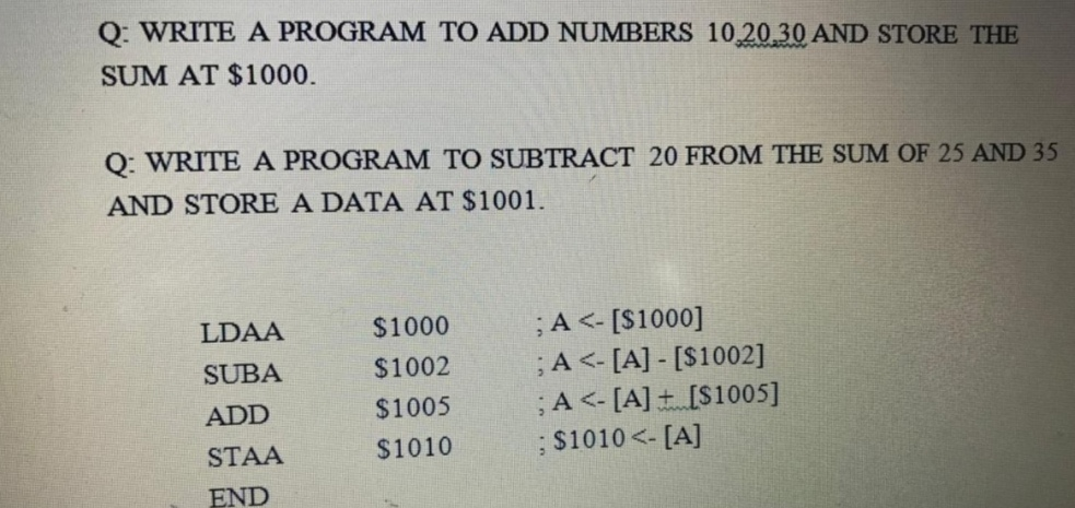 Q: WRITE A PROGRAM TO ADD NUMBERS 10,20,30 AND STORE | Chegg.com