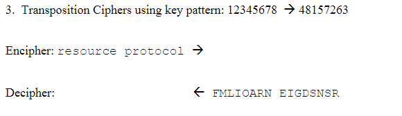 Solved 3. Transposition Ciphers using key pattern: 12345678 | Chegg.com