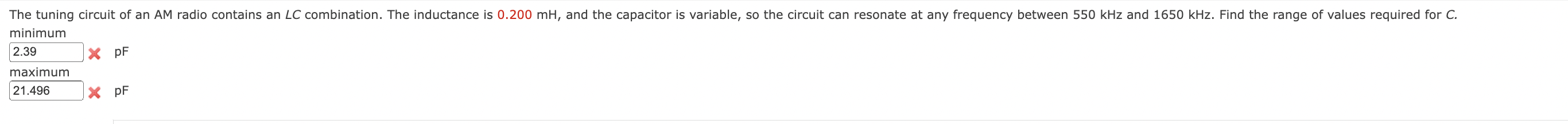 Solved minimum ×pF maximum ×pF | Chegg.com