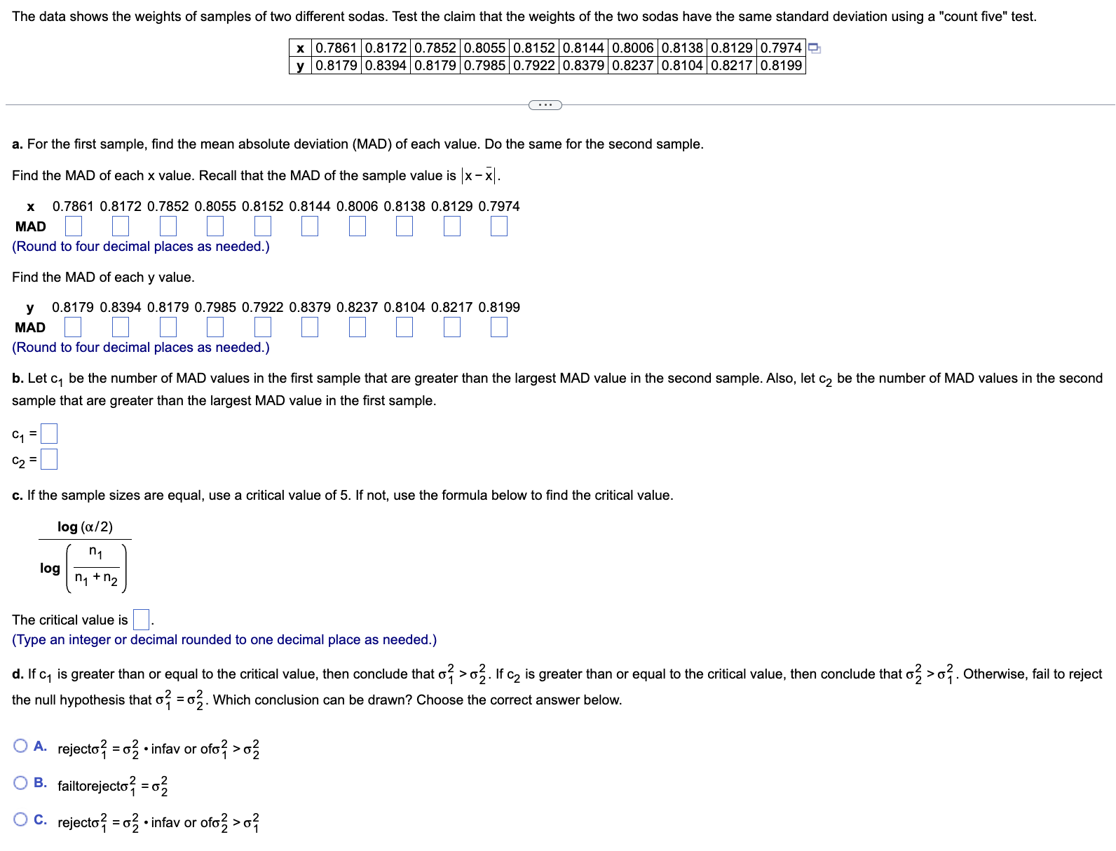Solved a. For the first sample, find the mean absolute | Chegg.com