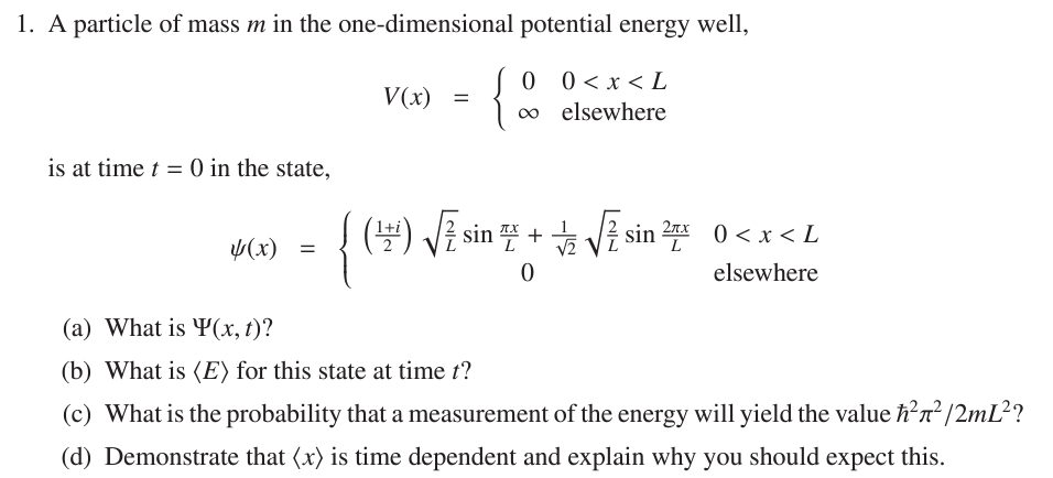 Solved A particle of ﻿mass m in ﻿the one-dimensional | Chegg.com