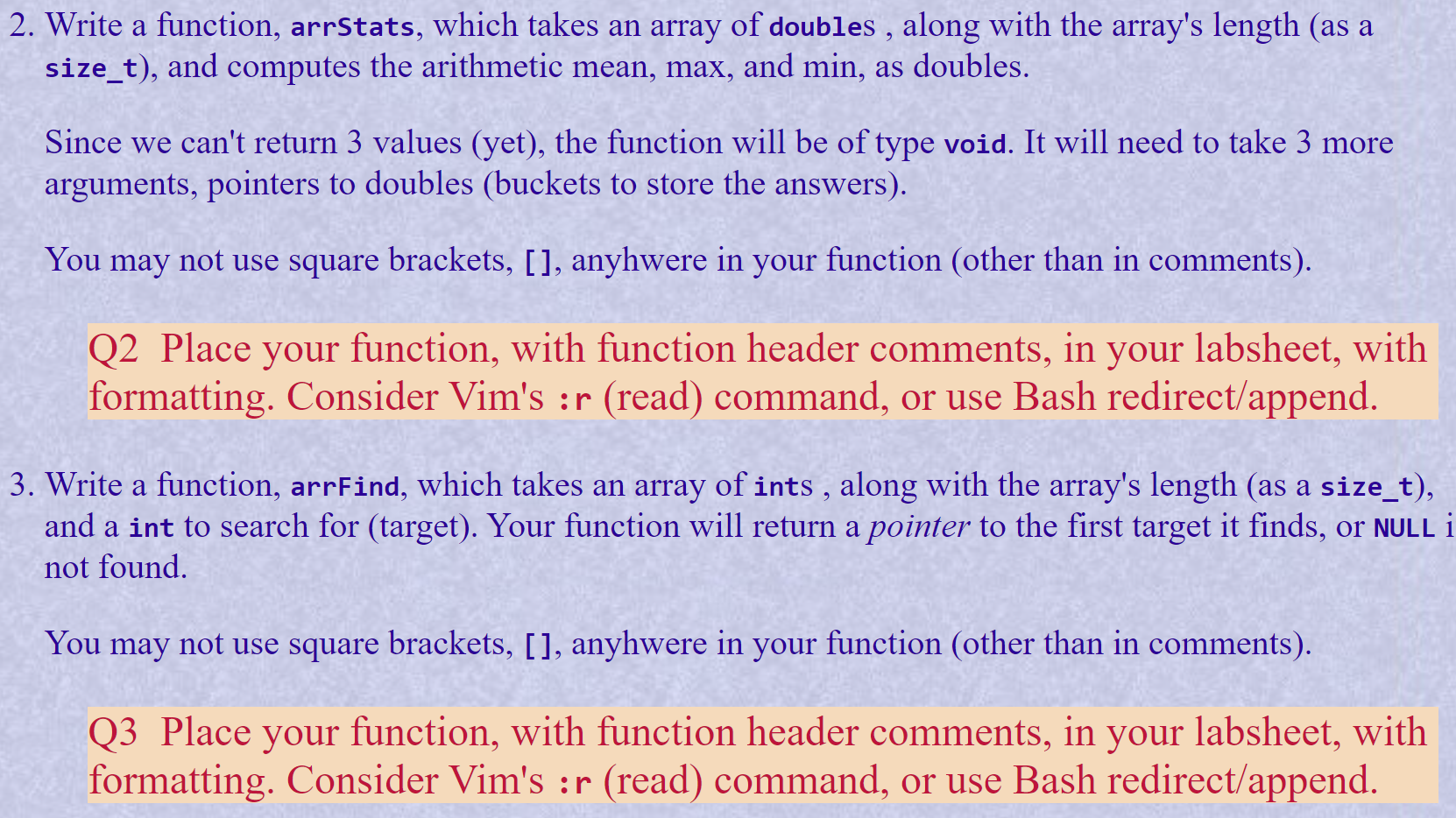 Solved 2. Write a function, arrStats, which takes an array | Chegg.com