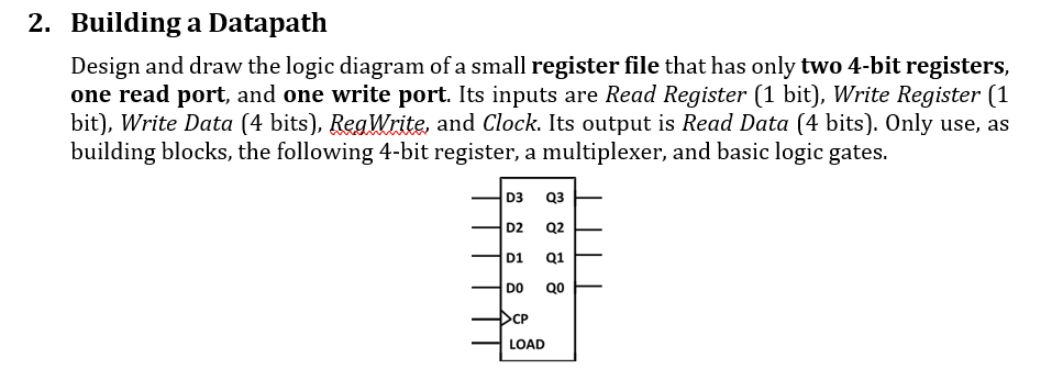 2. ﻿Building a Datapath Design and draw the logic | Chegg.com