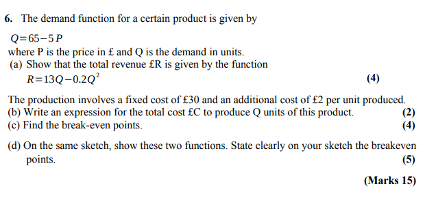 Solved 6. The demand function for a certain product is given | Chegg.com