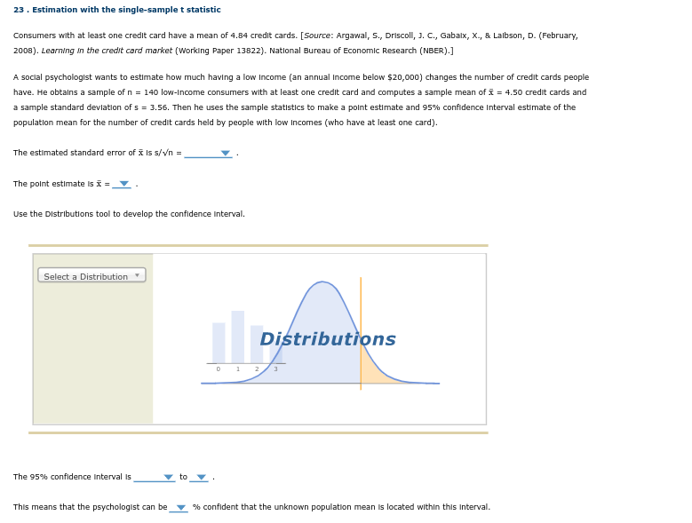 Solved 23. Estimation with the single-sample t statistic | Chegg.com