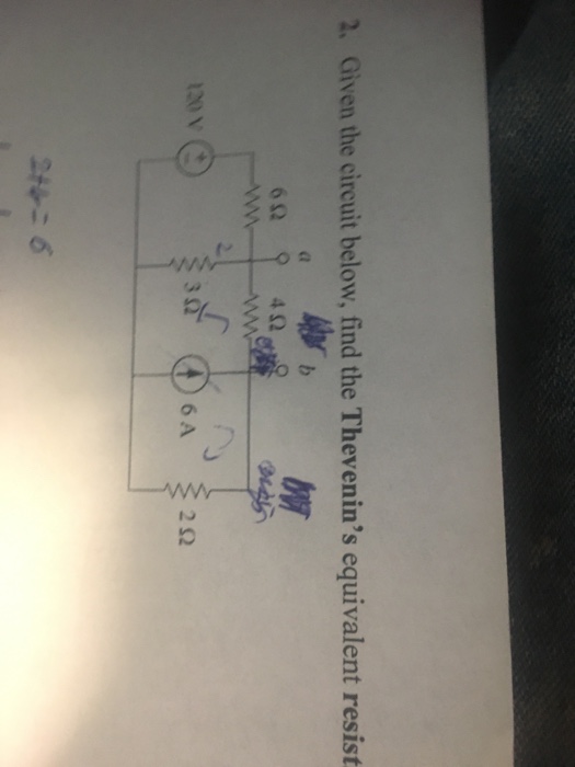 Solved 2. Given the circuit below, find the Thevenin's | Chegg.com