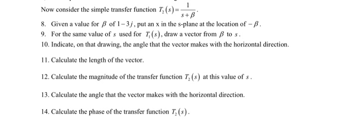 Vectors, Complex Numbers and Transfer Functions This | Chegg.com