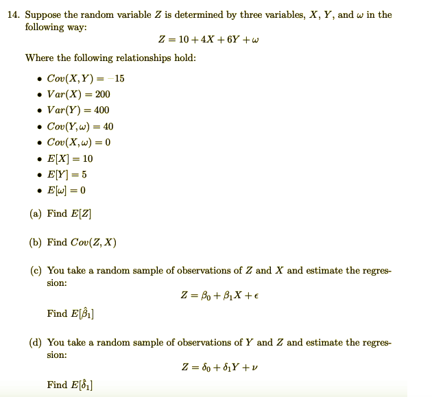 Solved = 14. Suppose the random variable Z is determined by | Chegg.com